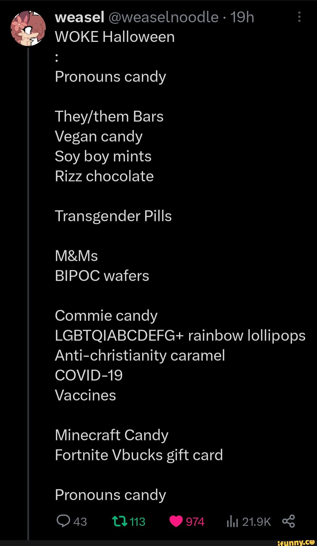 Woke halloween - weasel @weaselnoodle - WOKE Halloween Pronouns candy ...