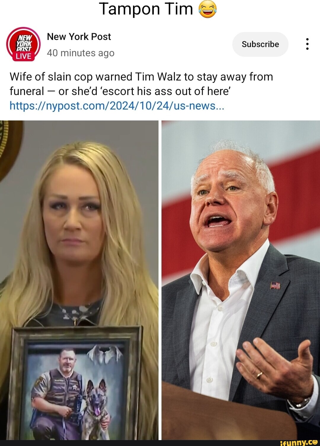 Tampon Tim & New York Post Subscribe LIVE 40 minutes ago Wife of slain ...