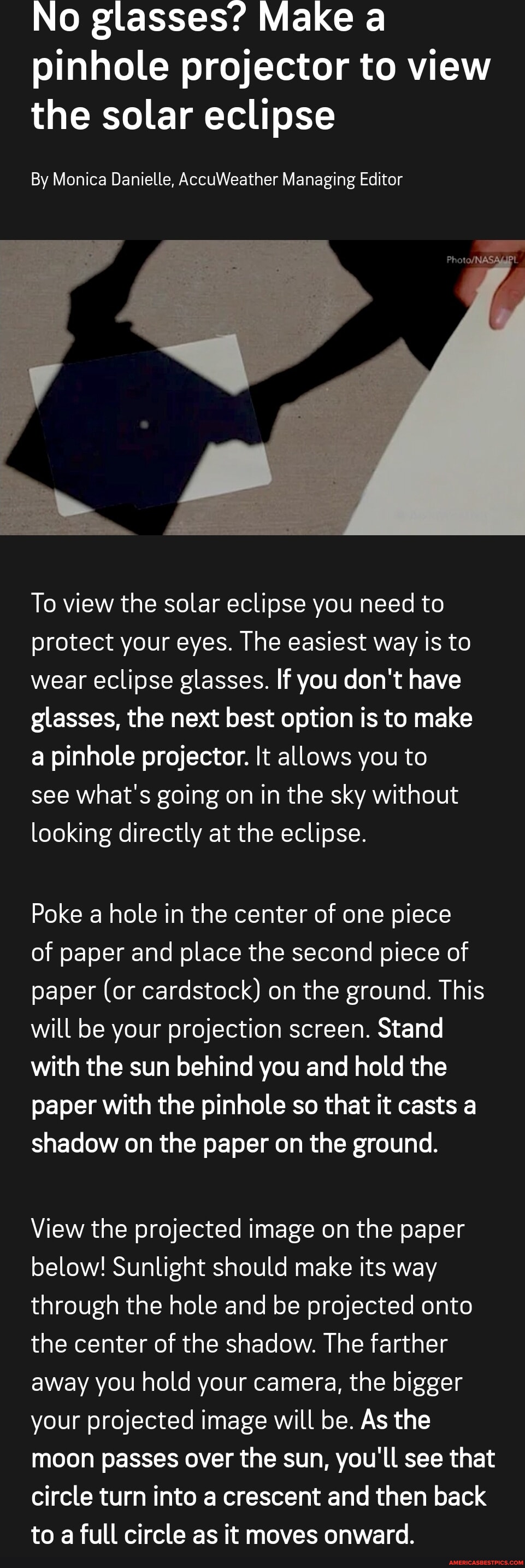 No glasses? Make a pinhole projector to view the solar eclipse By ...