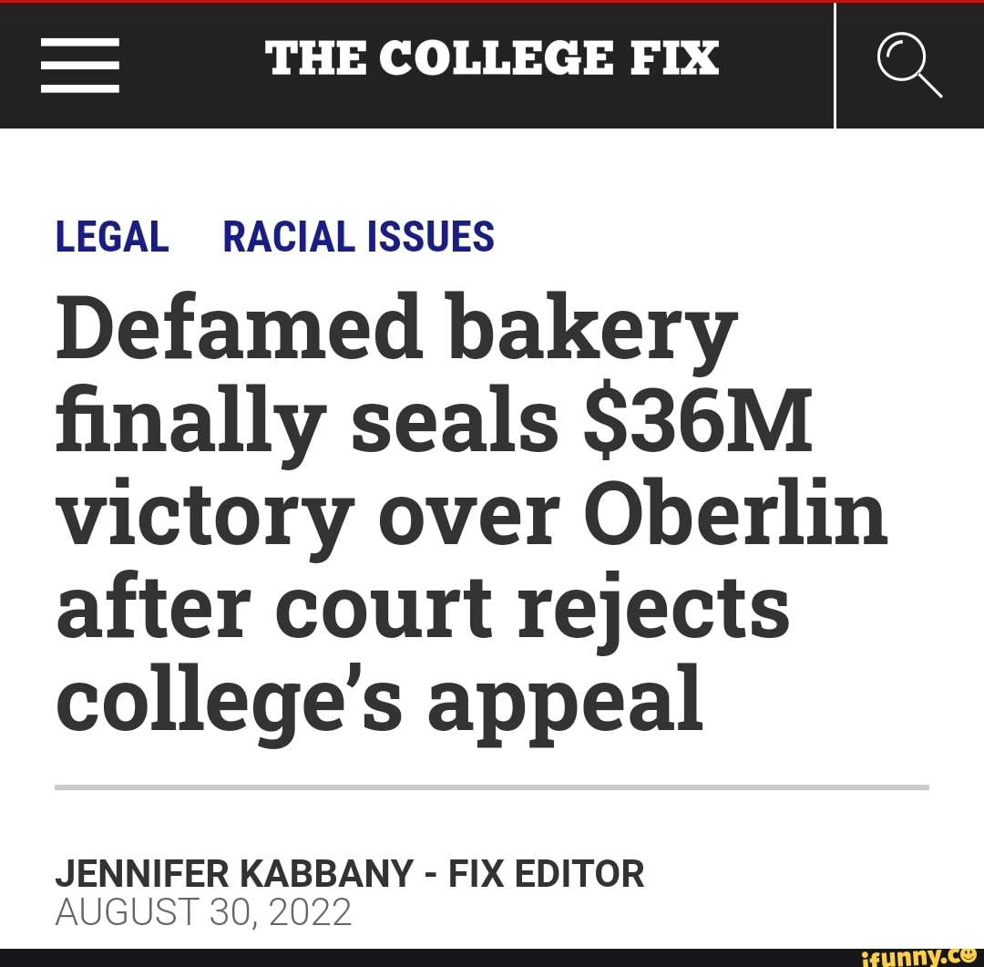 THE COLLEGE FIX I Q LEGAL RACIAL ISSUES Defamed bakery finally seals ...