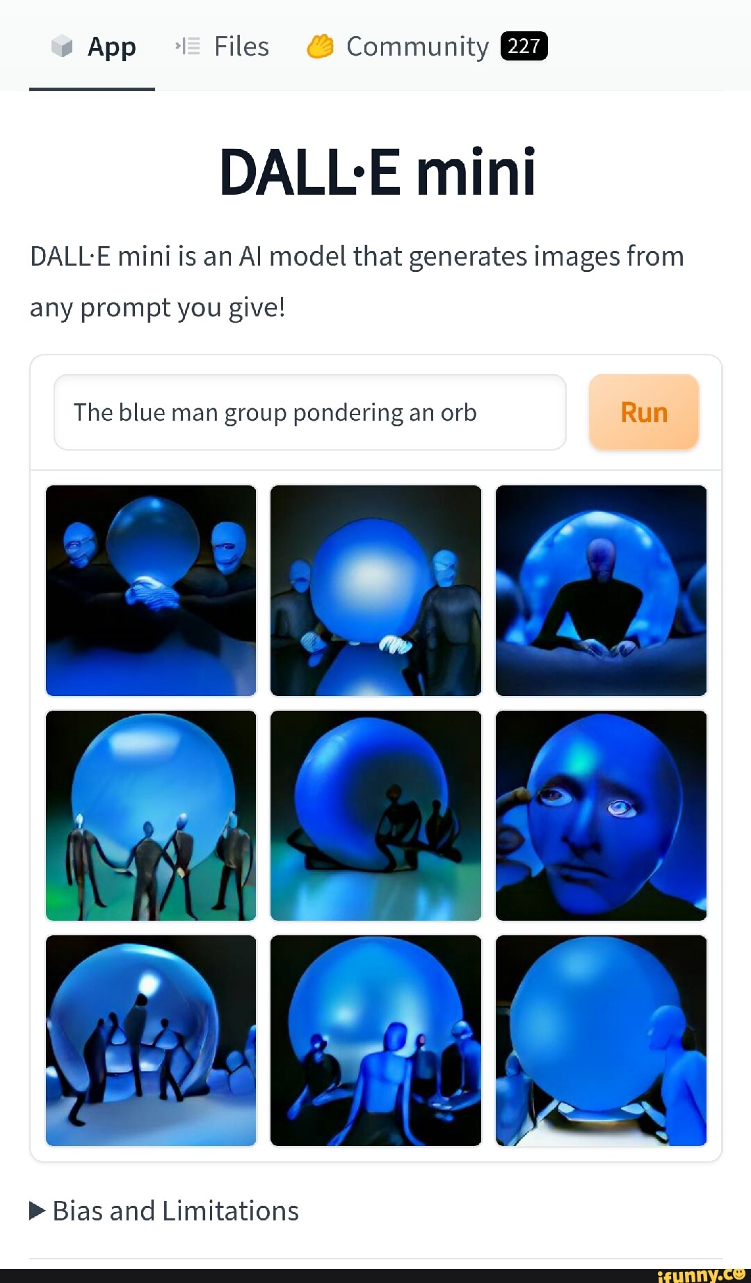 App Files Community mini DALLE mini is an Al model that generates ...