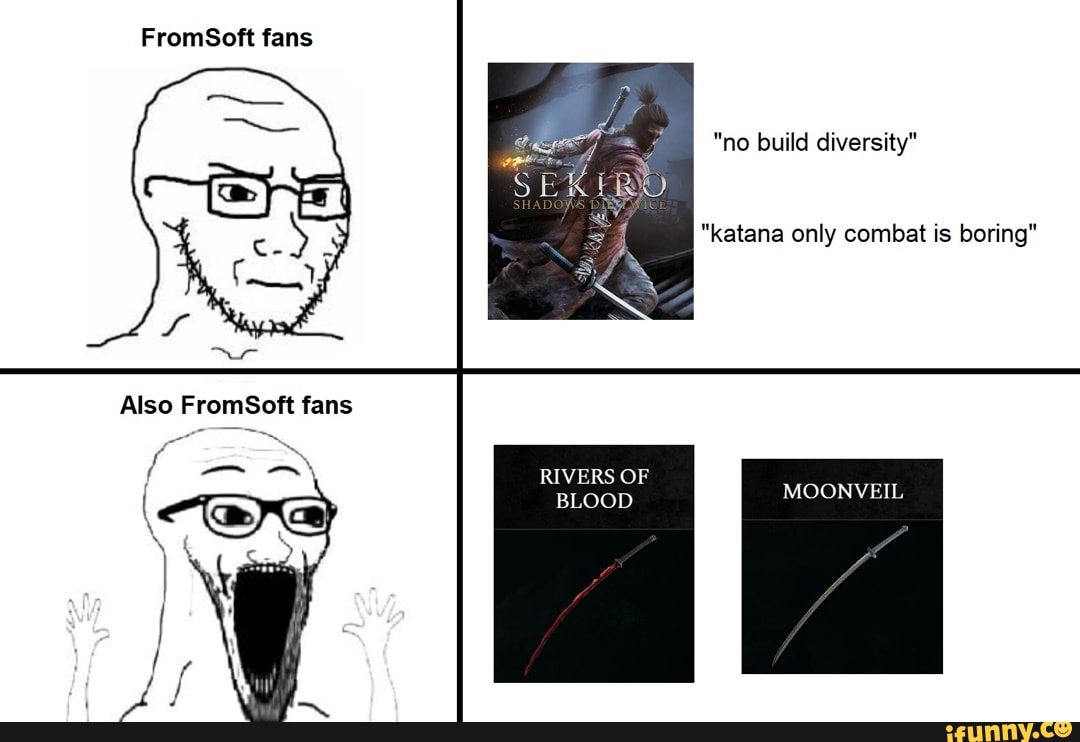 FromSoft fans "no build diversity" "katana only combat is boring" Also ...