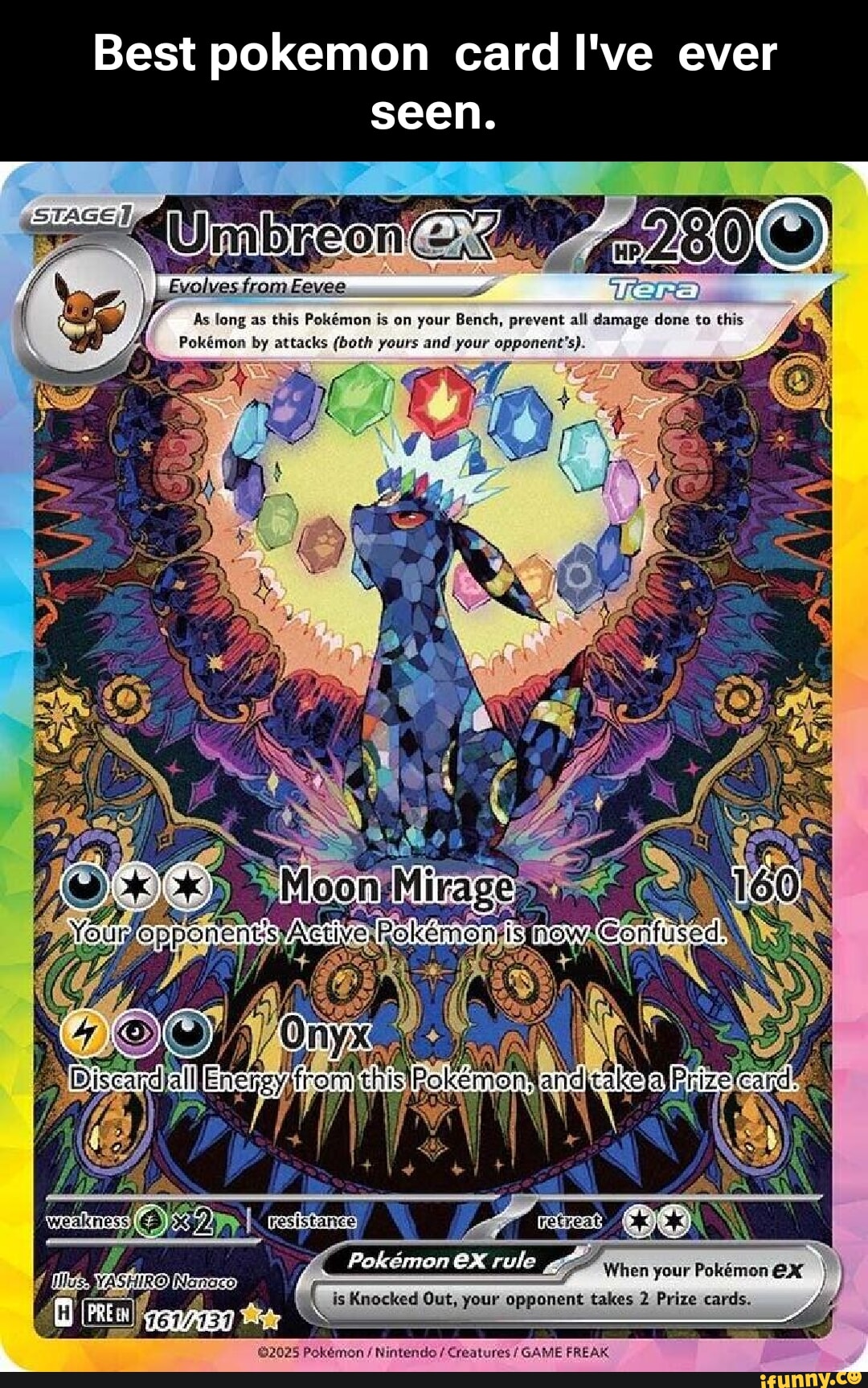 Best pokemon card I've ever seen. Evolves from Eevee As long as this ...