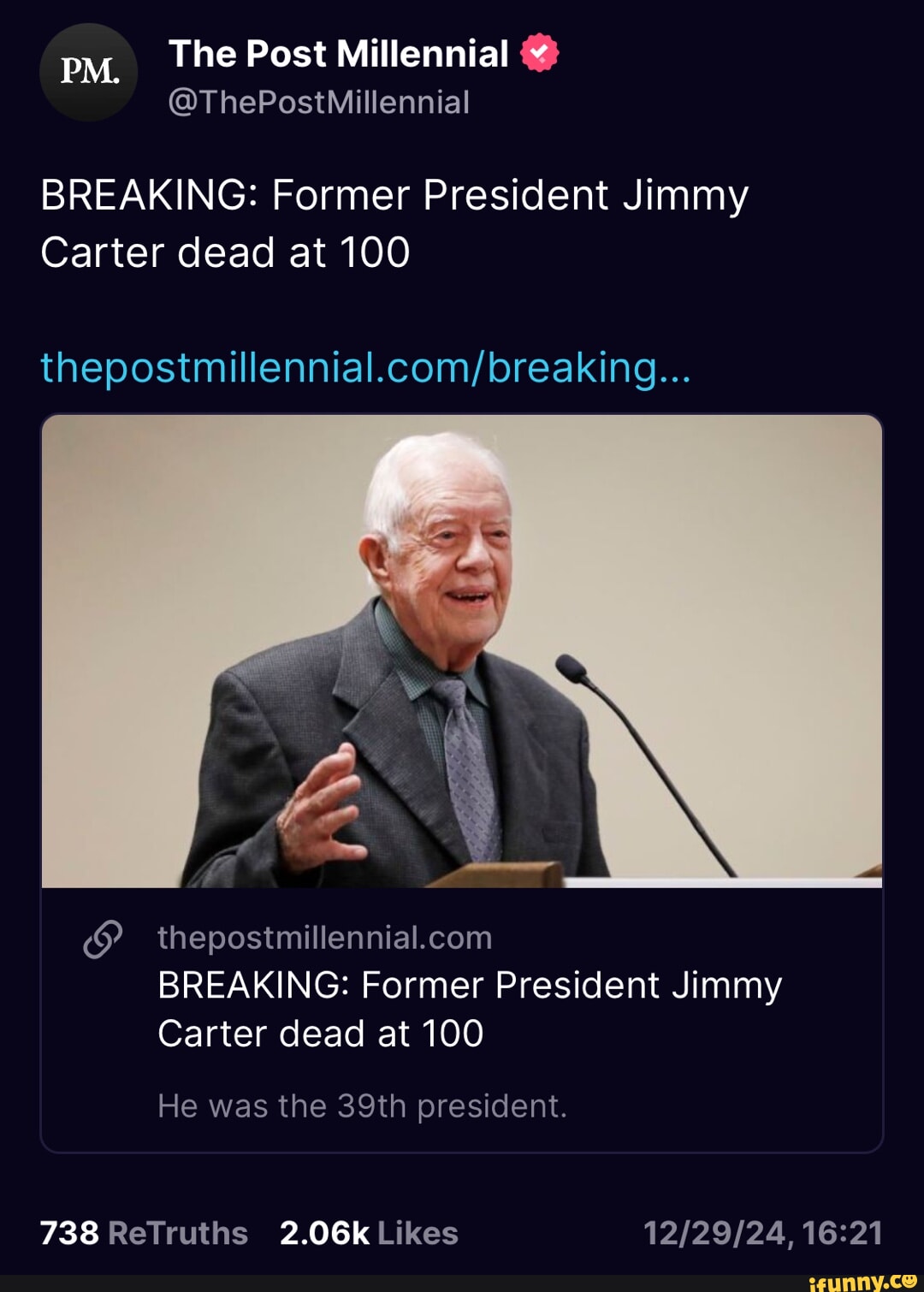 PM. The Post Millennial @ThePostMillennial BREAKING: Former President ...