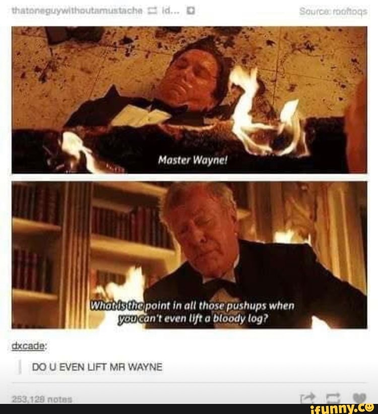 Master Wayne! I Whatisithe point in all those pushups when yourcan't ...