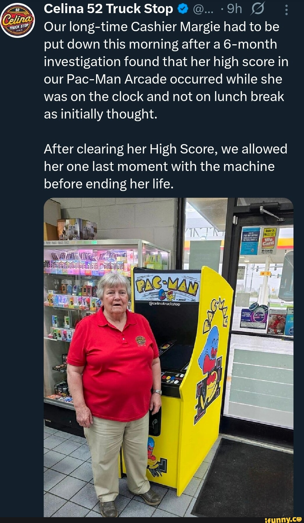 Celina 52 Truck Stop Our long-time Cashier Margie had to be put down ...