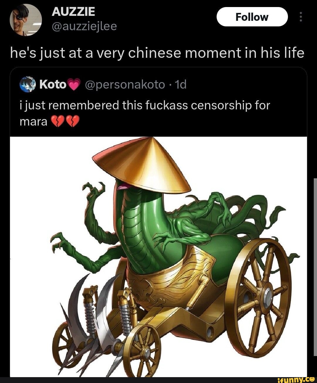 He's just at a very chinese moment in his life @auzziejlee @personakoto ...