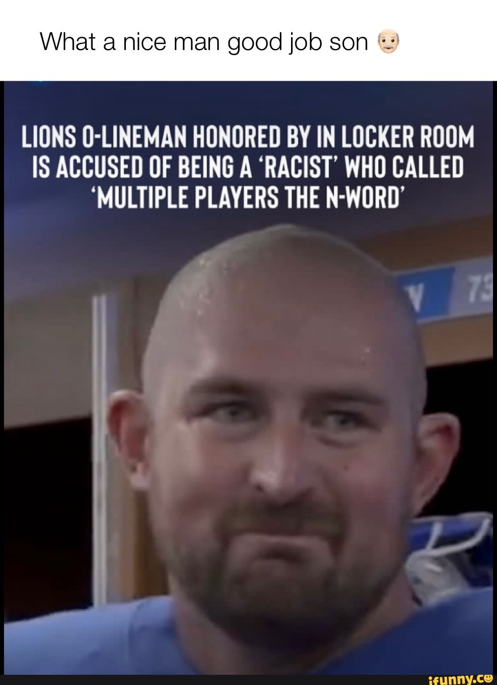 What a nice man good job son LIONS O-LINEMAN HONORED BY IN LOCKER ROOM ...