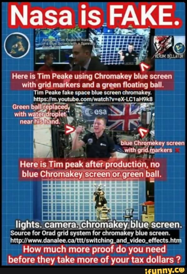 Nasa is.FAKE. Here is Tim Peake using Chromakey blue screen with grid ...