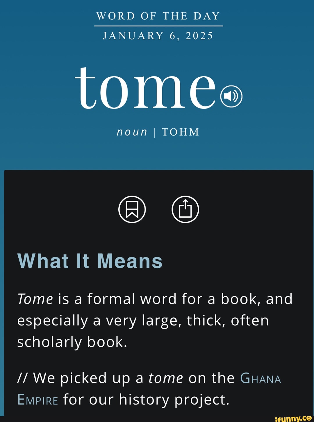 WORD OF THE DAY JANUARY 6, 2025 tome" noun I TOHM What It Means Tome is ...