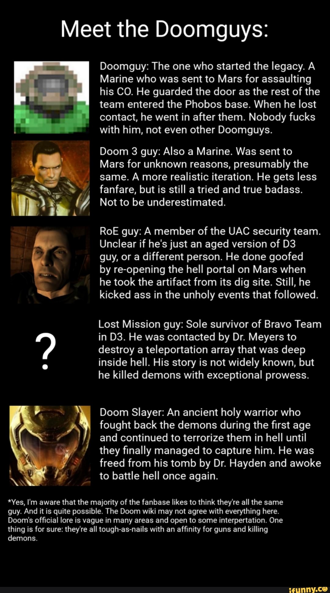 Meet the Doomguys: Doomguy: The who started the legacy. A Marine who ...