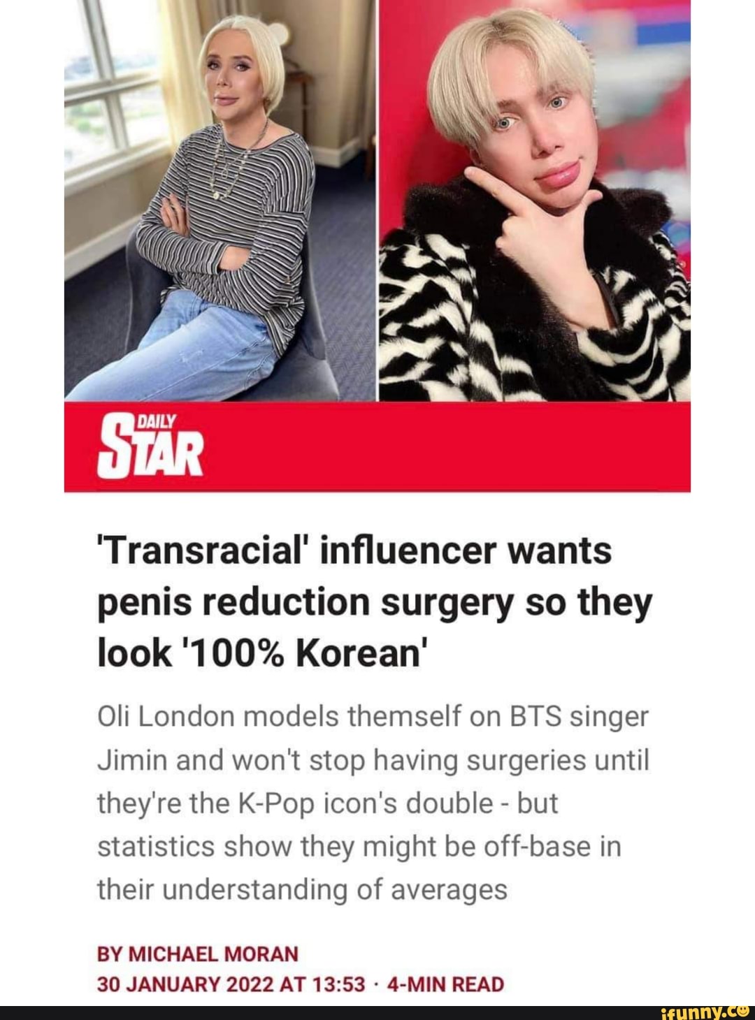 'Transracial' influencer wants penis reduction surgery so they look ...