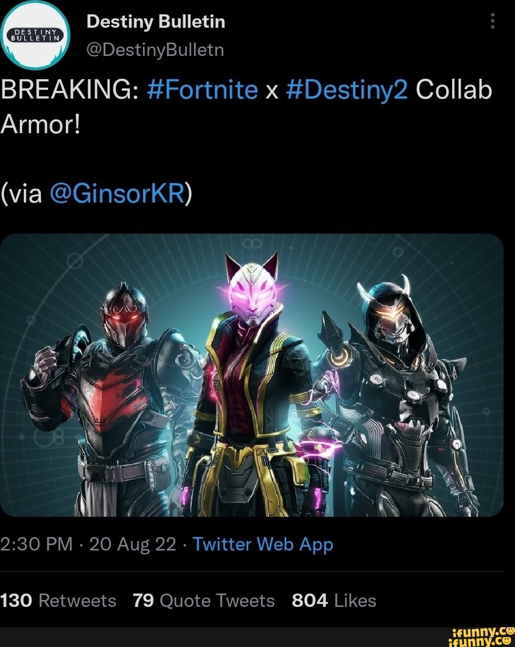 @DestinyBulletn BREAKING: #Fortnite x #Destiny2 Collab Armor! DESTINY ...