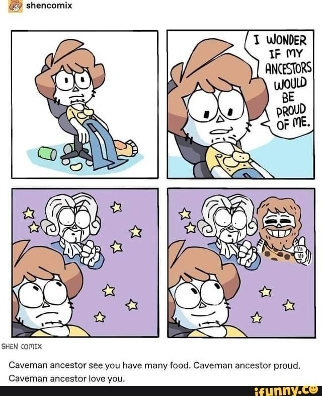 Shencomix SHEN Caveman ancestor see you have many food. Caveman ...