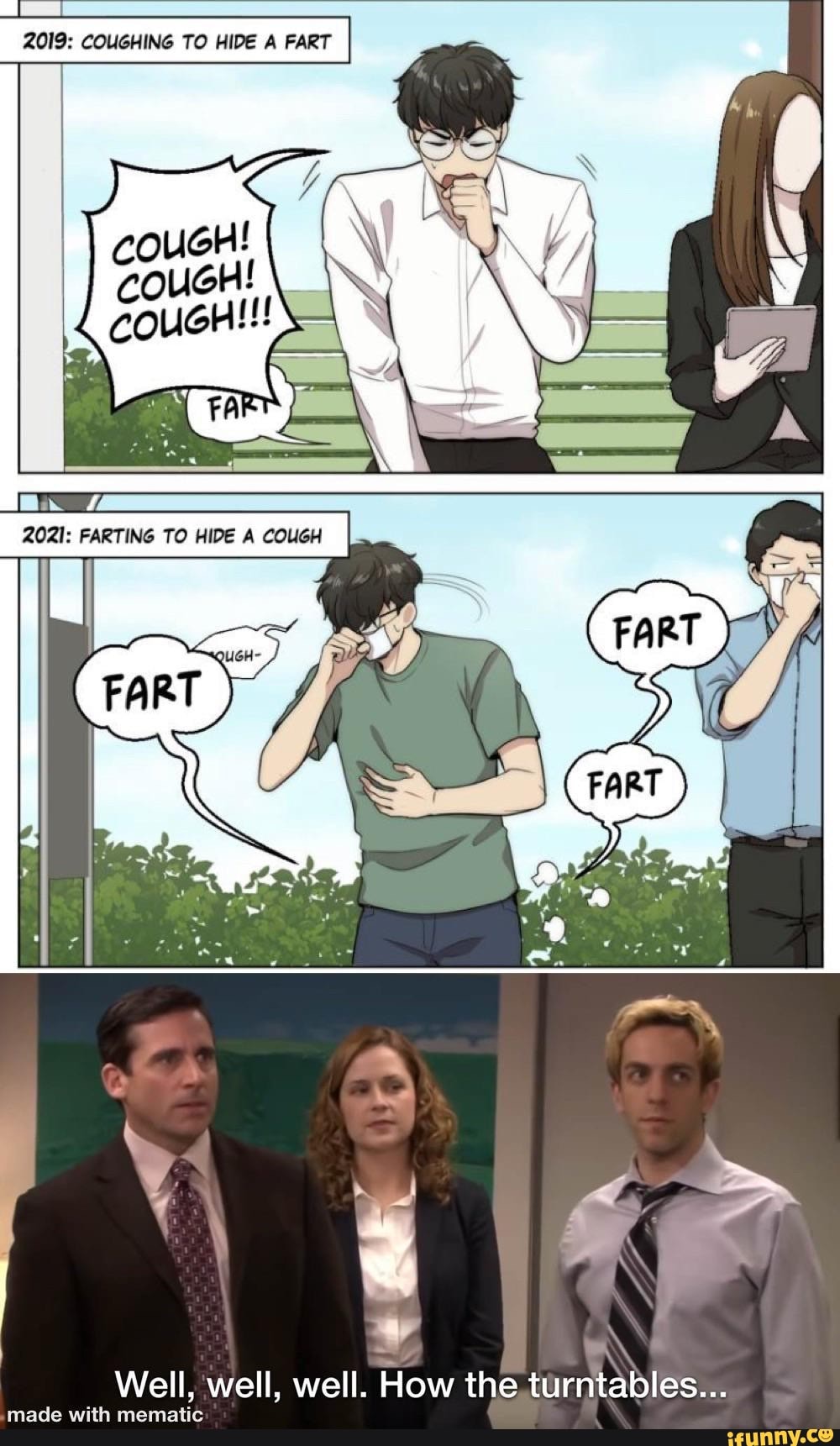 2019: COUGHING TO HIDE A FART 2021: FARTING TO HIDE A COUGH Well, well ...
