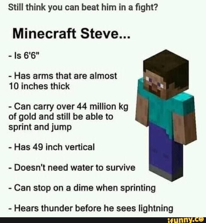 Still think you can beat him in a fight? Minecraft Steve... - Is 6'6 ...
