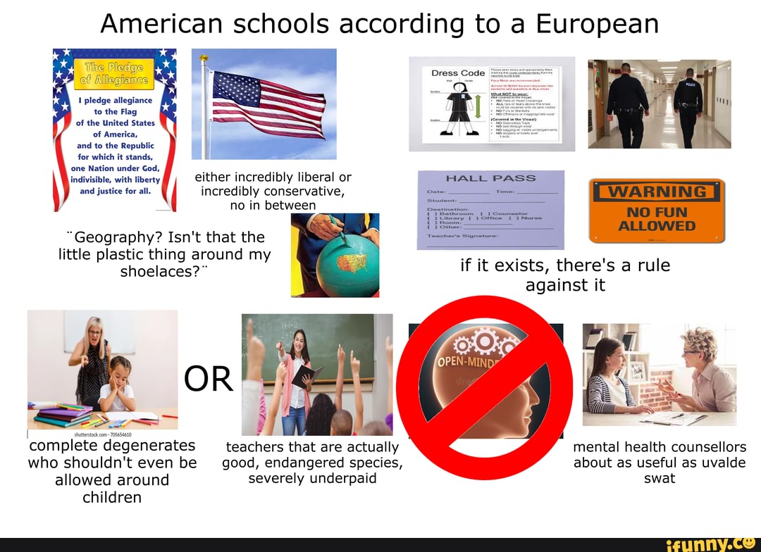 American schools according to a European Dress Code pledge allegiance ...