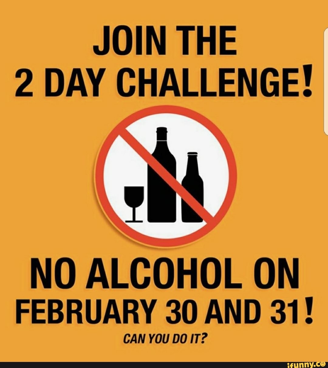 JOIN THE 2 DAY CHALLENGE! ha NO ALCOHOL ON FEBRUARY 30 AND 31! CAN YOU ...