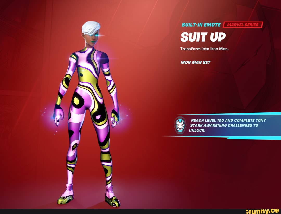 BUILT-IN EMOTE SUIT UP Transform into Iron Man. IRON MAN SET REACH ...