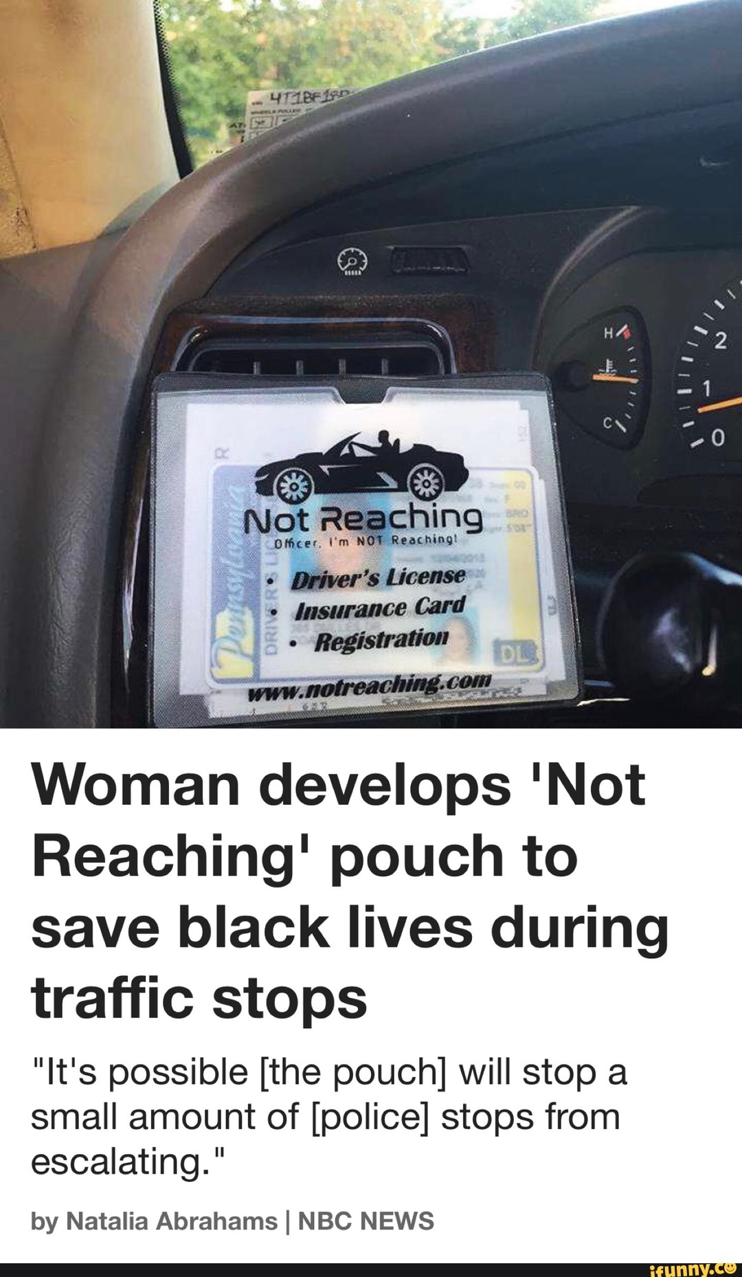 Woman develops 'Not Reaching' pouch to save black lives during traffic ...
