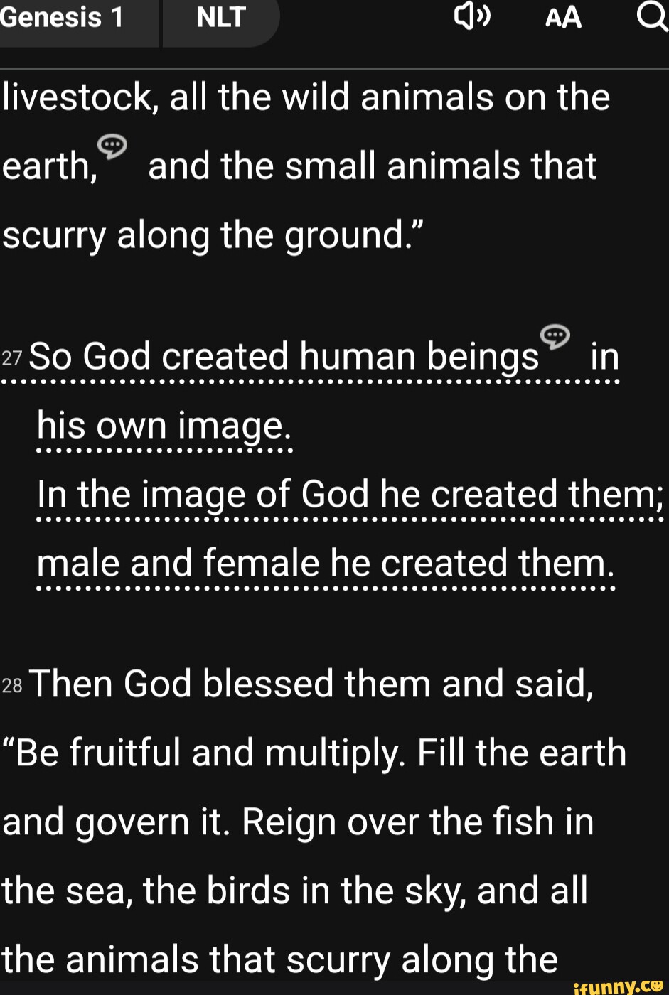 Genesis 1 NLT AA livestock, all the wild animals on the earth, and the ...