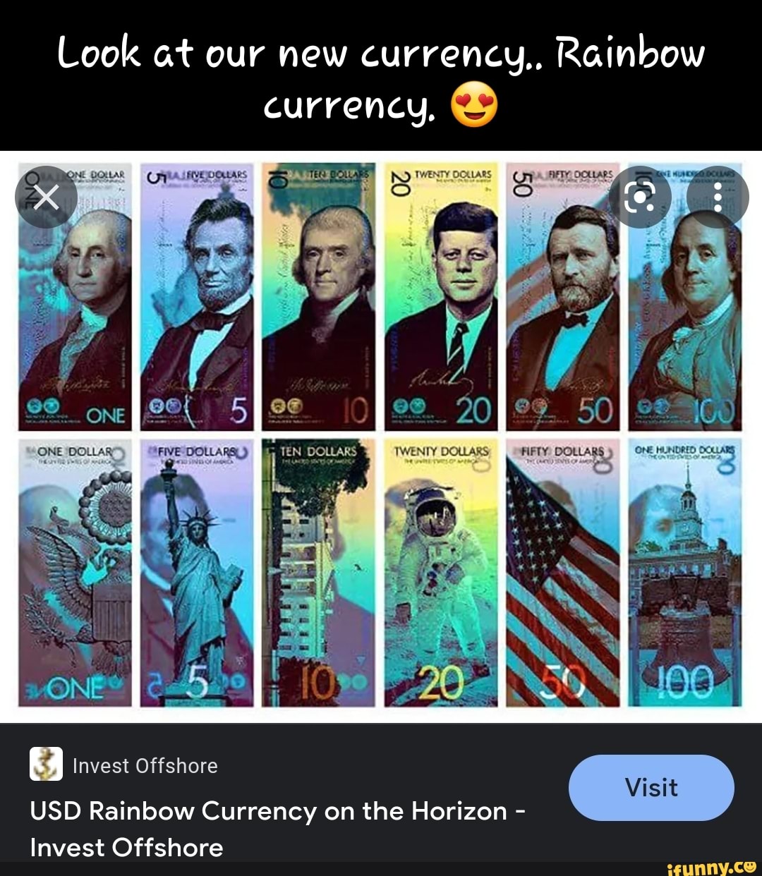Look at our new currency,, Rainbow currency, 20 ONE HUNDRED Invest ...
