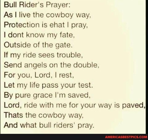 Bull Rider's Prayer: As I live the cowboy way, Protection is ehat I ...