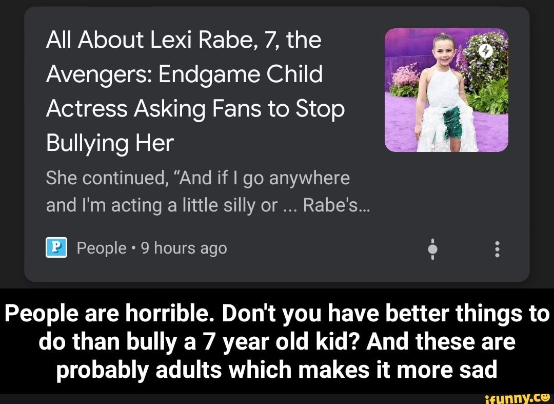 All About Lexi Rabe, 7, the Avengers: Endgame Child Actress Asking Fans ...