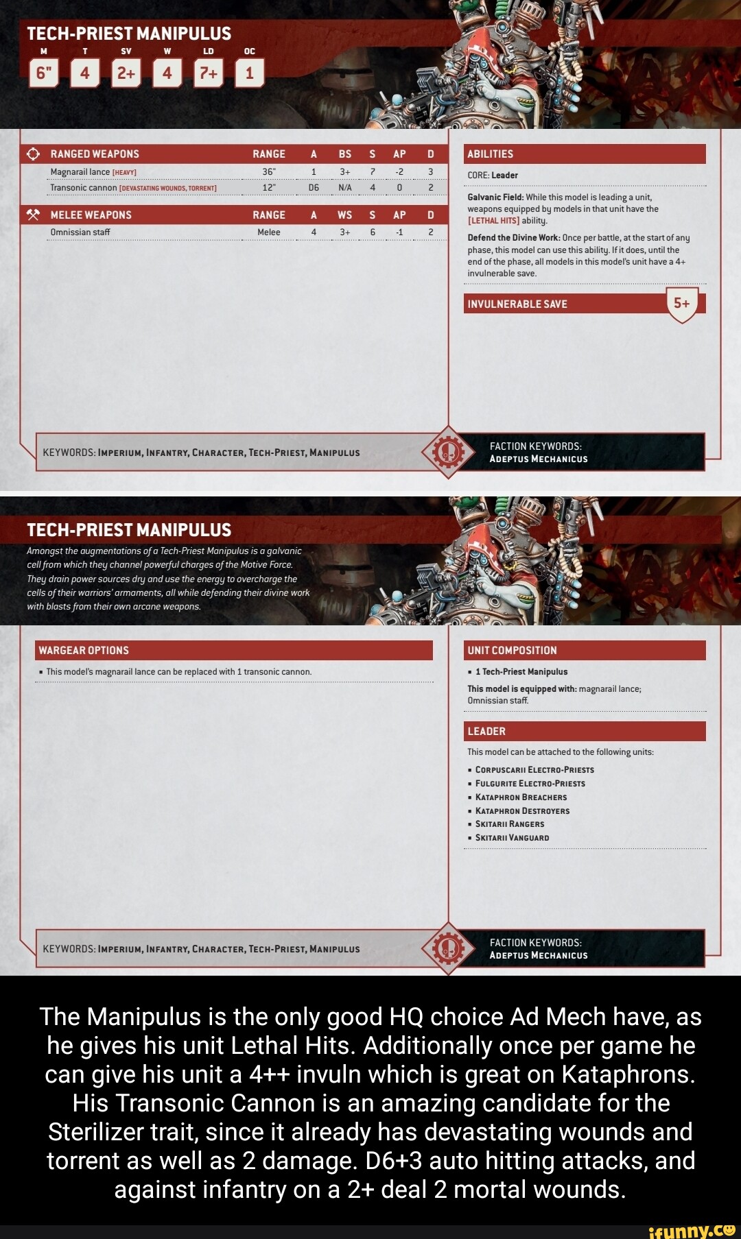 TECH-PRIEST MANIPULUS oc MELEE WEAPONS ' RANGED WEAPONS ABILITIES ...