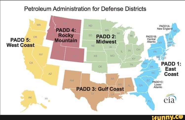 Petroleum Administration for Defense Districts wa ND oR moore: PADD 5 ...