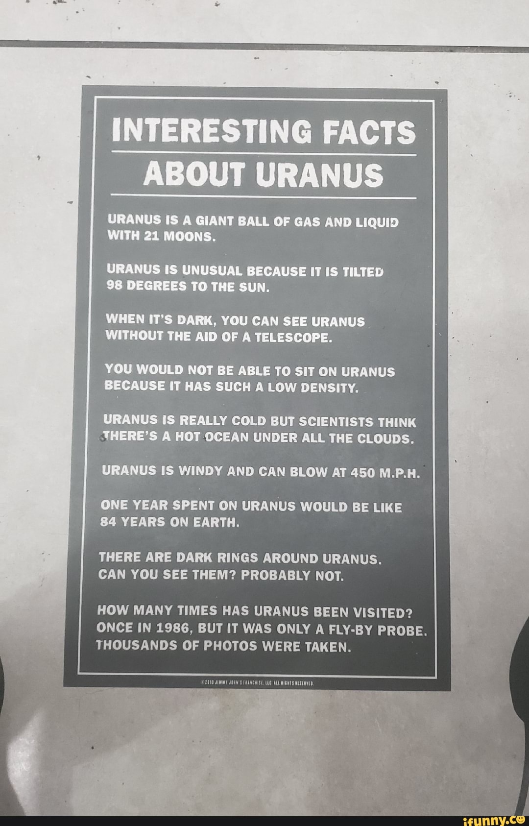 INTERESTING FACTS ABOUT URANUS URANUS IS A GIANT BALL OF GAS AND LIQUID ...
