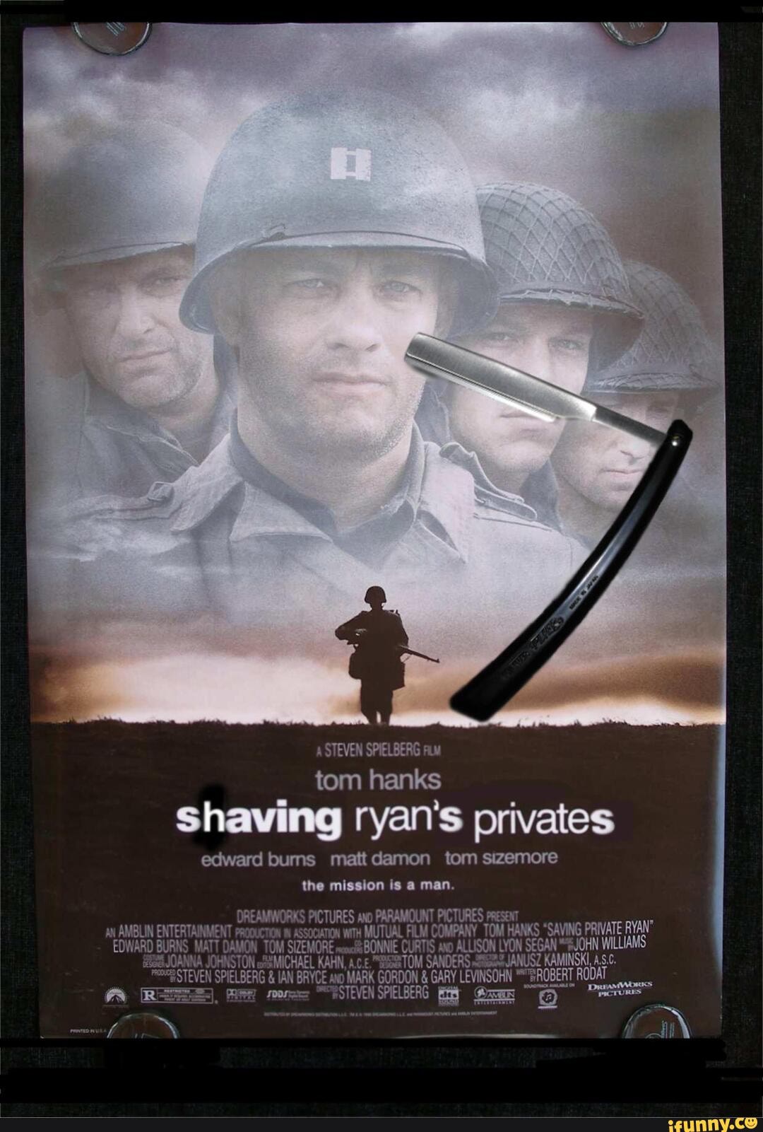 STEVEN SPIELBERG tom hanks shaving ryan's privates edward bums damon ...