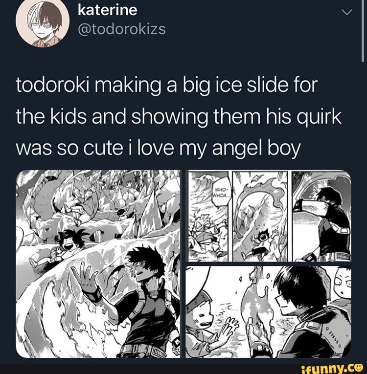 Todoroki making a big ice slide for the kids and showing them his quirk ...