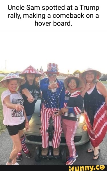 Uncle Sam spotted at a Trump rally, making a comeback on a hover board ...