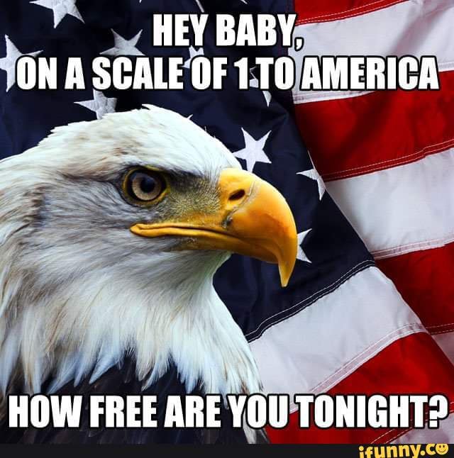 HEY BABY, ON A SCALE OF 1 TO AMERICA HOW FREE ARE YOU TONIGHT? - iFunny