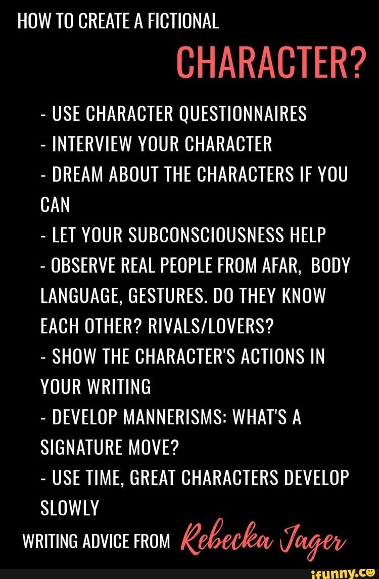 HOW TO CREATE A FICTIONAL CHARACTER? - USE CHARACTER QUESTIONNAIRES ...