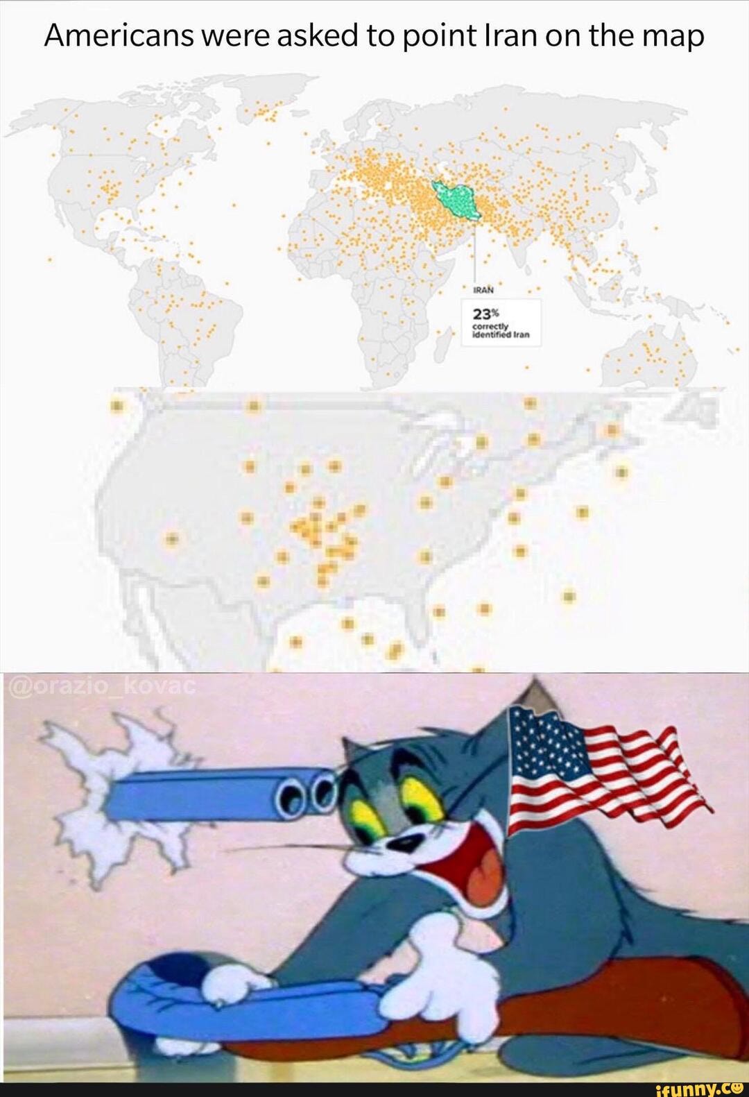 Americans were asked to point Iran on the map - iFunny