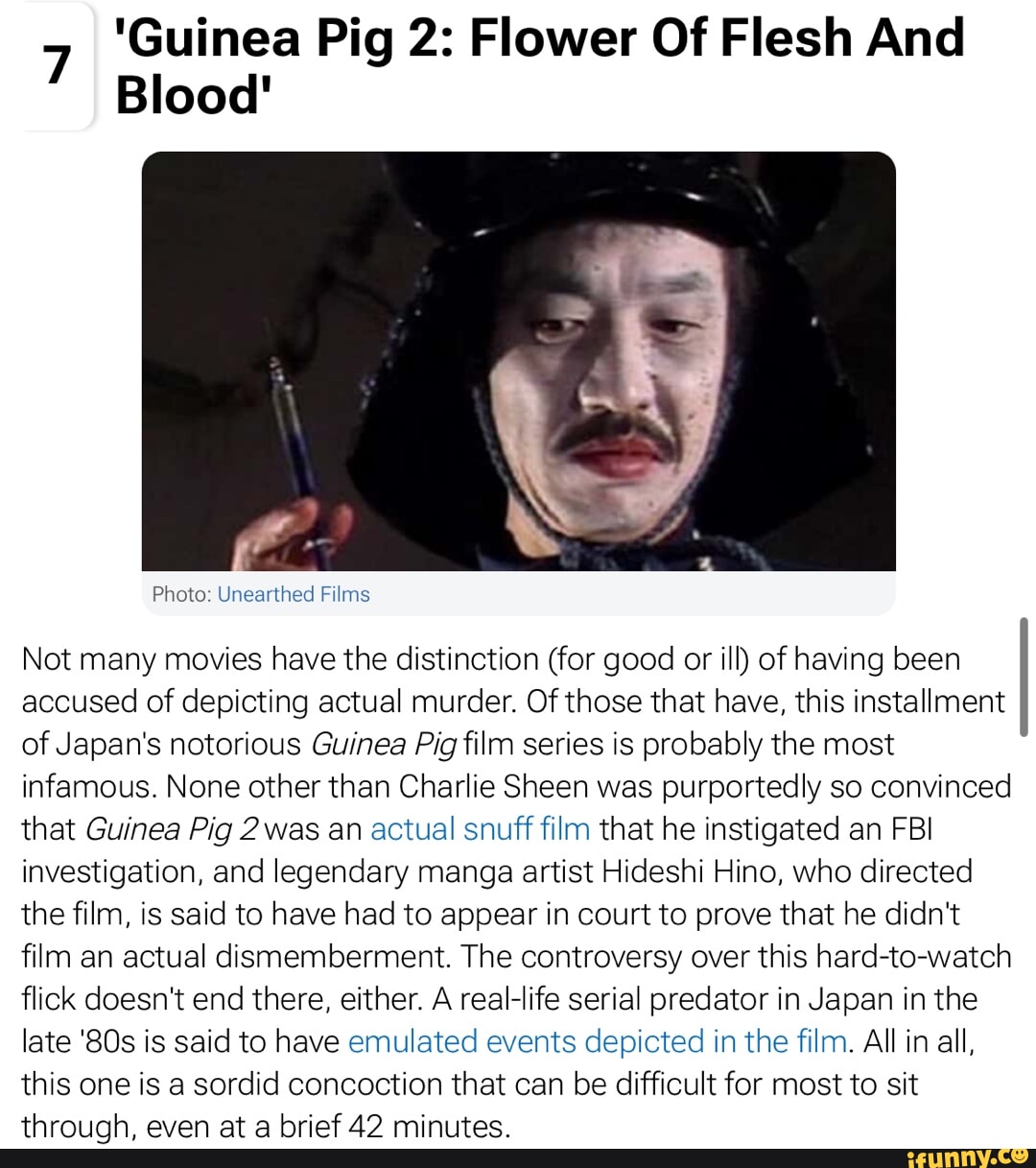 'Guinea Pig 2: Flower Of Flesh And Blood' Photo: Unearthed Films Not ...