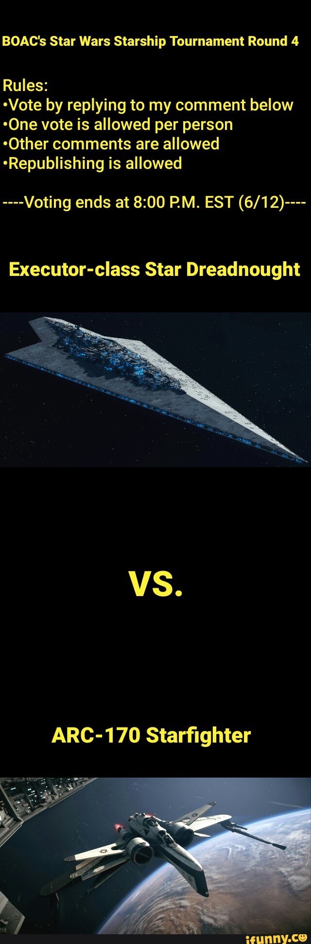 BOAC's Star Wars Starship Tournament Round 4 Rules: 'Vote by replying ...