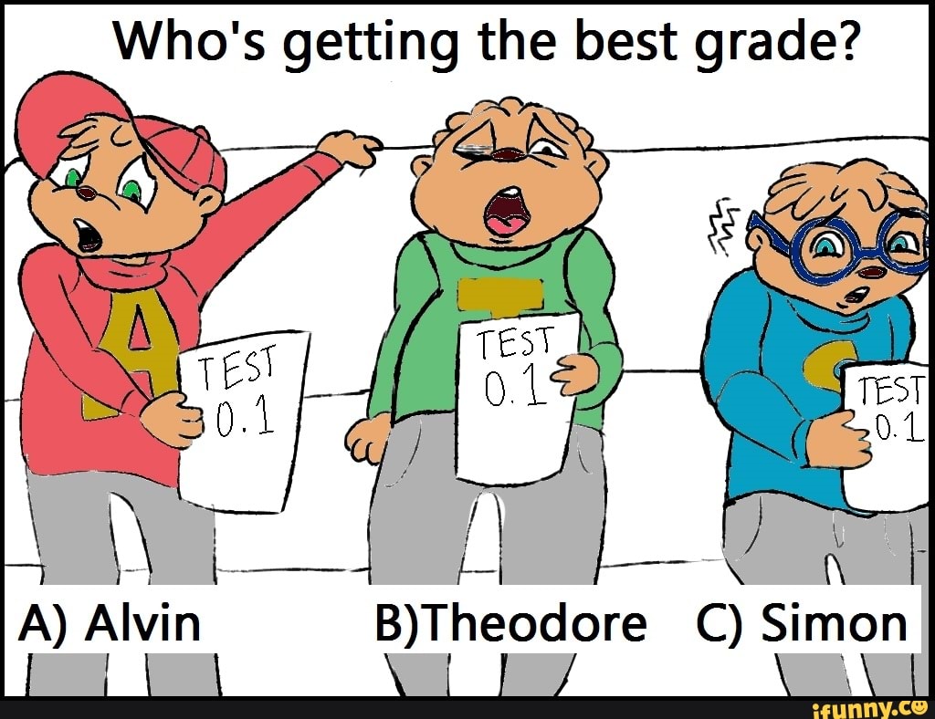 Who's getting the best grade? A) Alvin B)Theodore C) Simon - iFunny :)