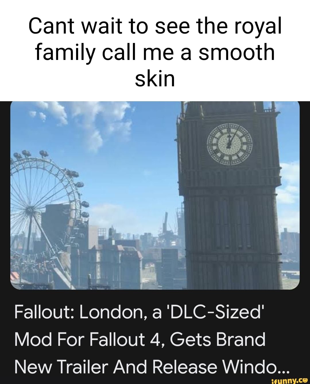 Cant wait to see the royal family call me a smooth skin Fallout: London ...