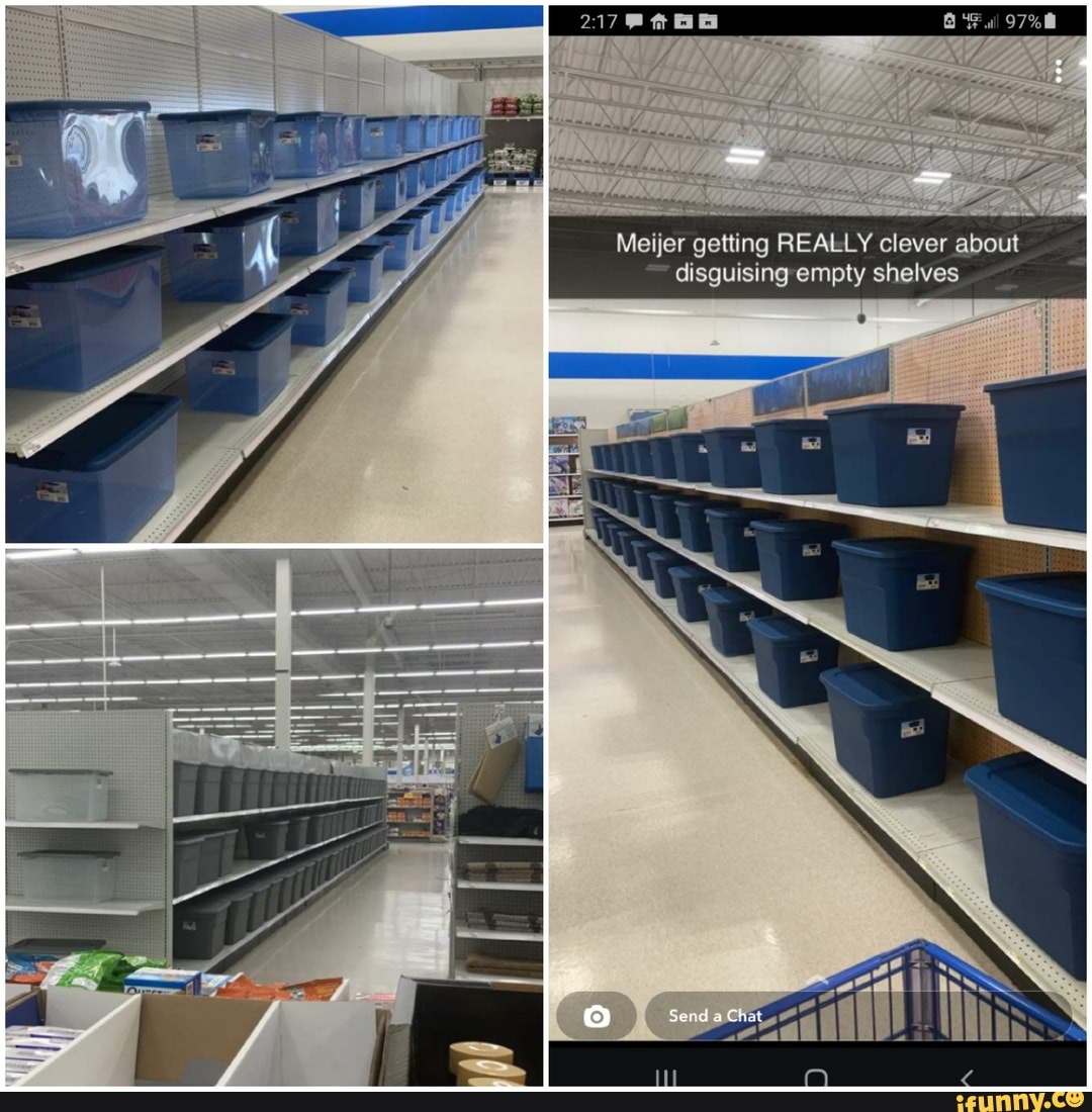 217 BE Meijer getting REALLY clever about disguising empty shelves - iFunny