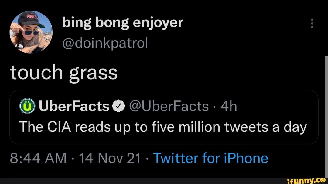 Bing bong enjoyer @doinkpatrol touch grass @ UberFacts @ @UberFacts The ...