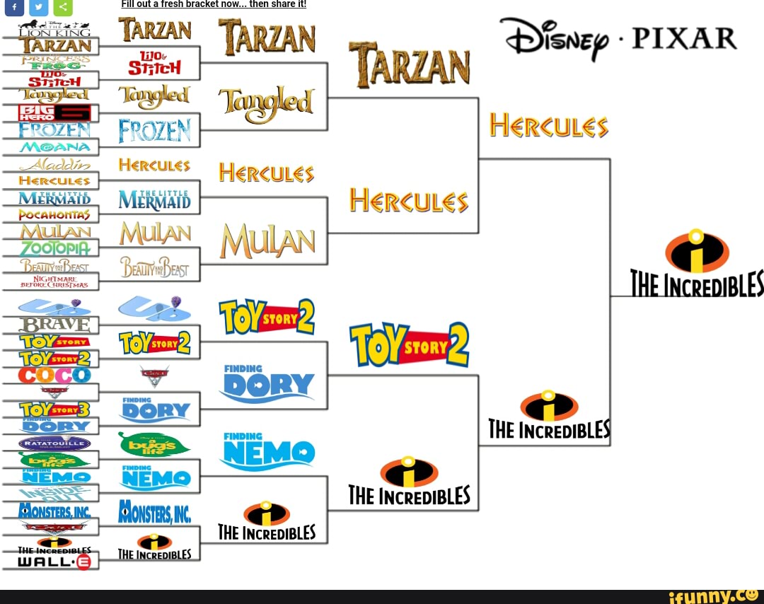 Disney Bracket - Fill outa iresh bracket now... then snare Teny ...
