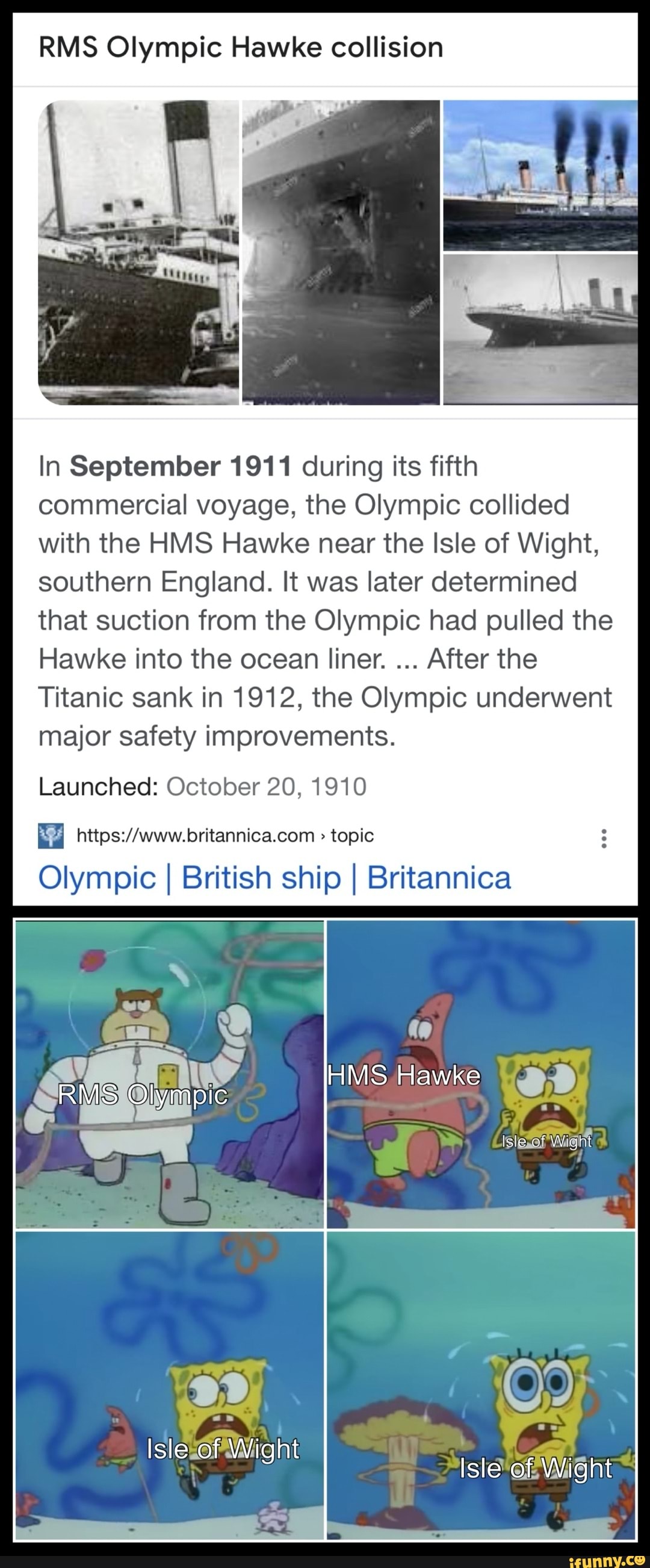 RMS Olympic Hawke collision In September 1911 during its fifth ...