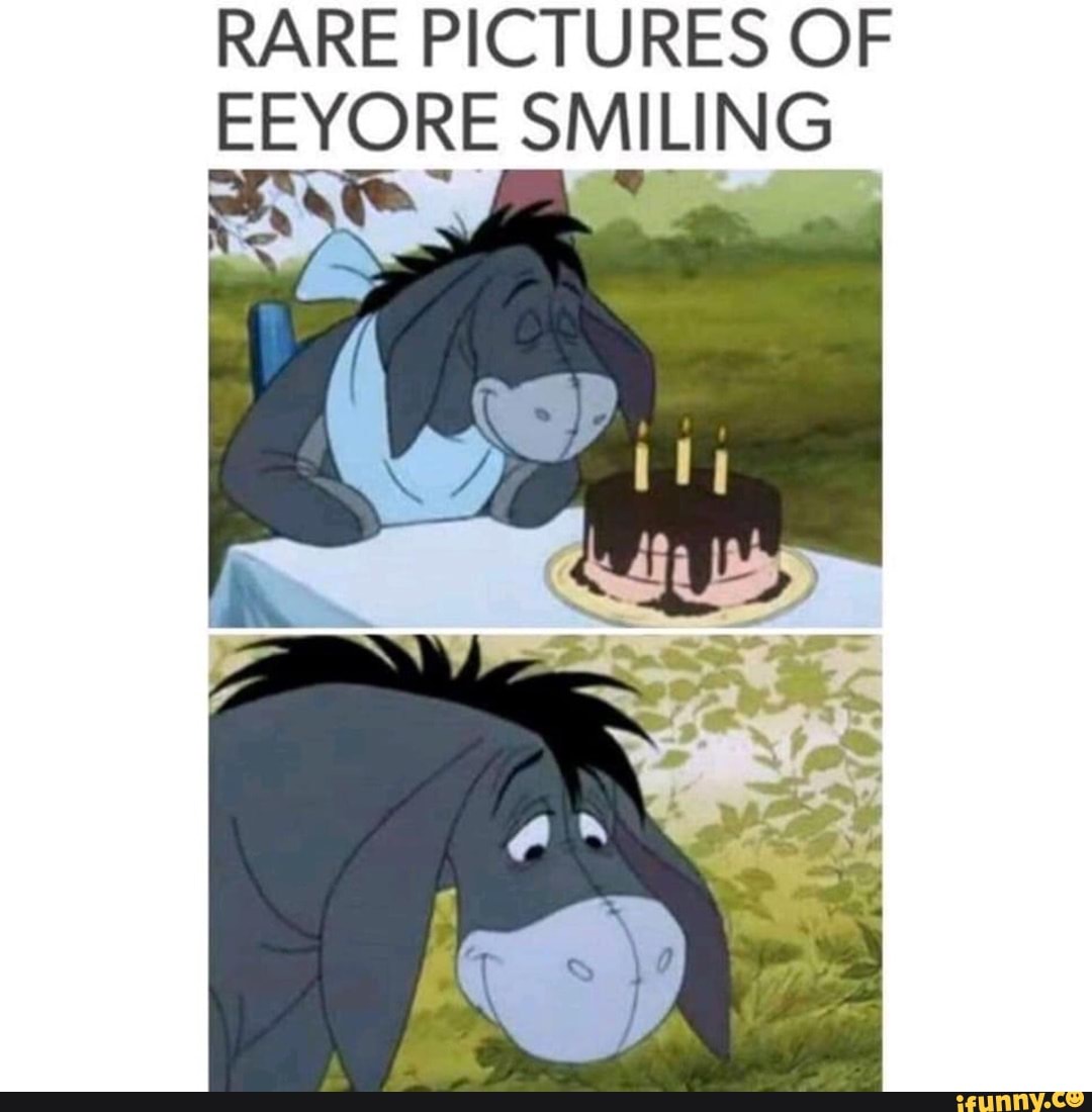 RARE PICTURES OF EEYORE SMILING - iFunny