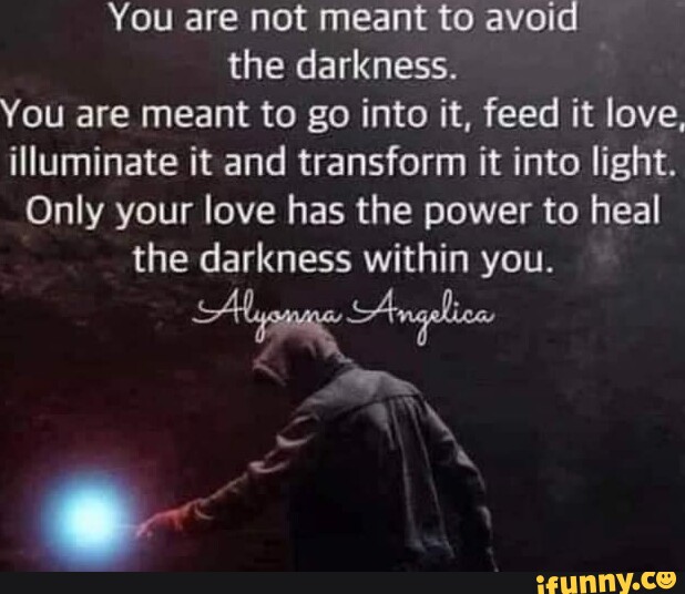You are not meant to avoid the darkness. You are meant to go into it ...