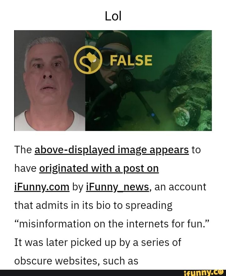 FALSE The above-displayed image appears to have originated with a post ...