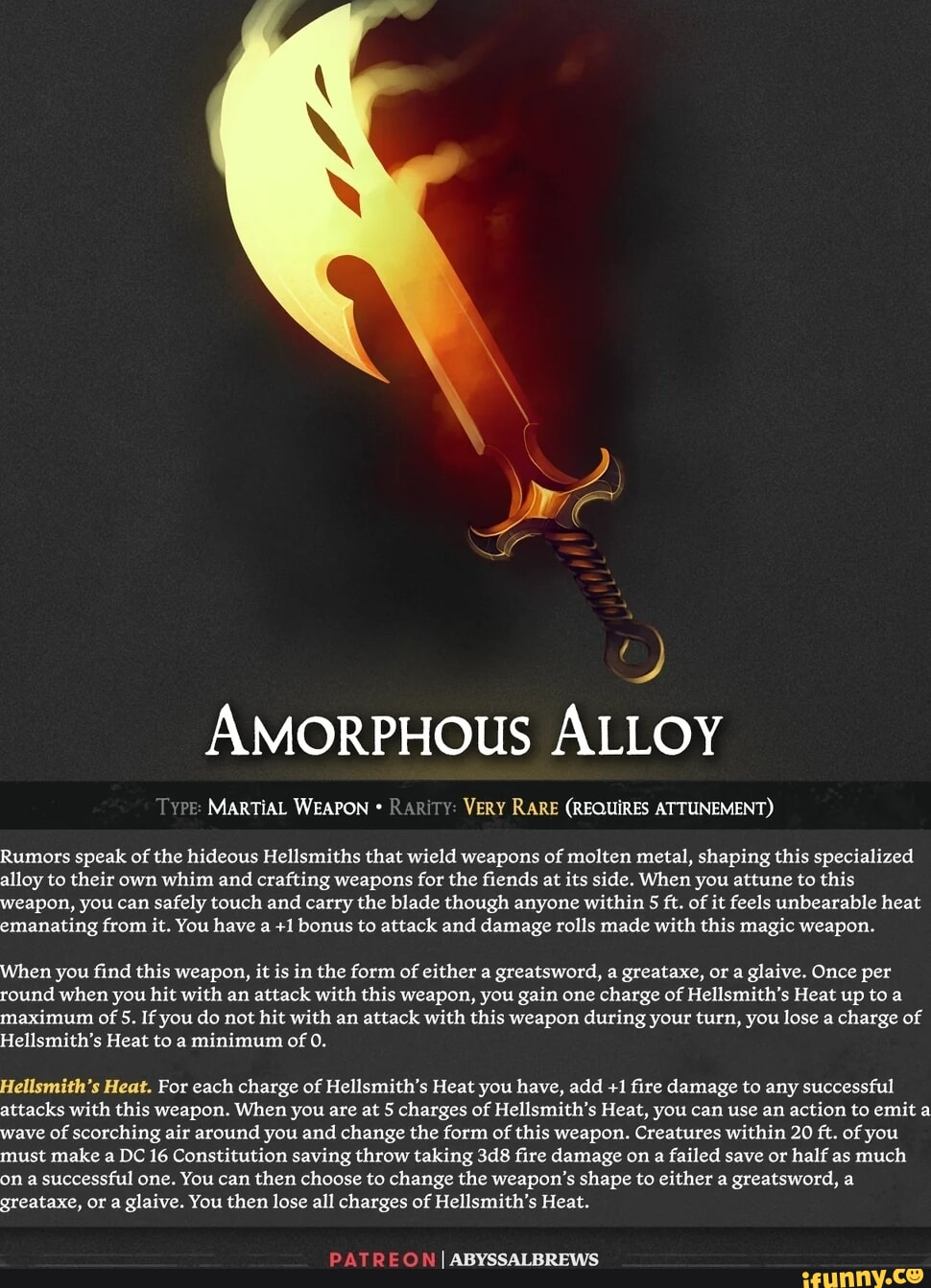 AMORPHOUS ALLOY TyPe: MARTIAL WEAPON RARiTY: VERY RARE (REQUIRES ...