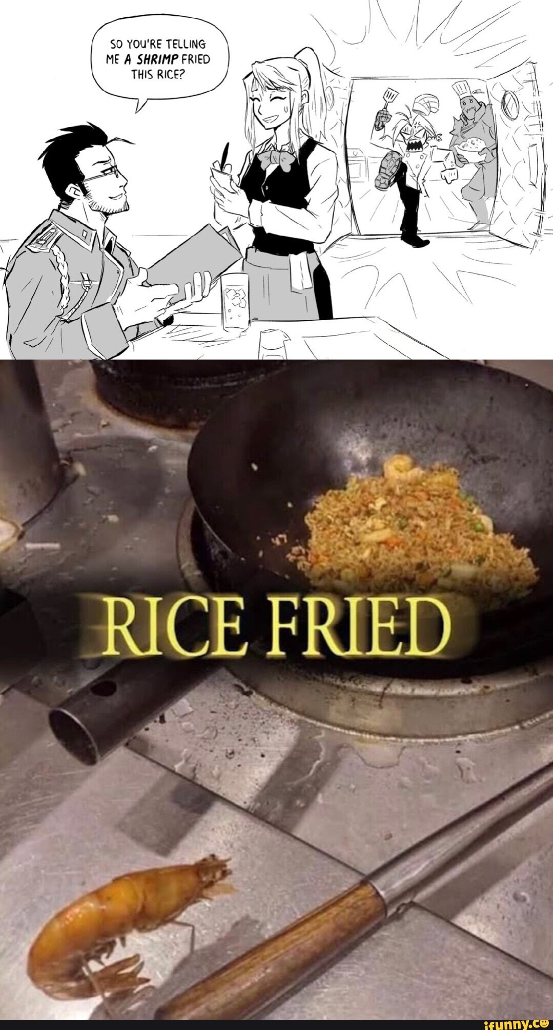 SO YOU'RE TELLING ME A SHRIMP FRIED THIS RICE? RICE FRIED - iFunny